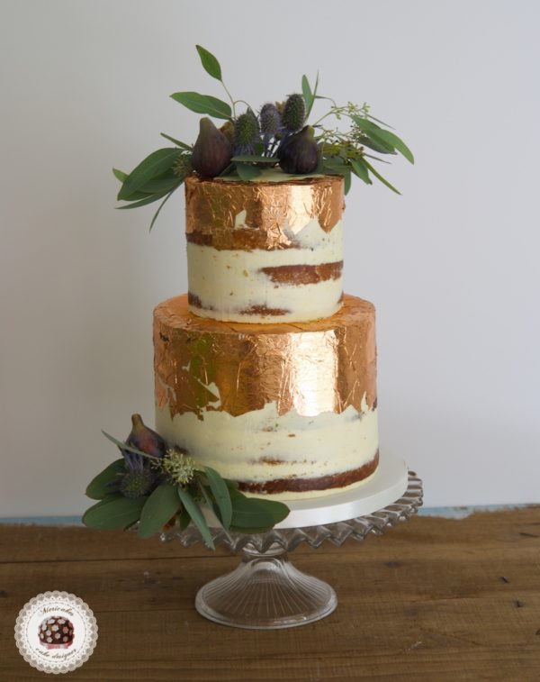 Copper Leaf Wedding Cake - Mericakes - Cake Designer